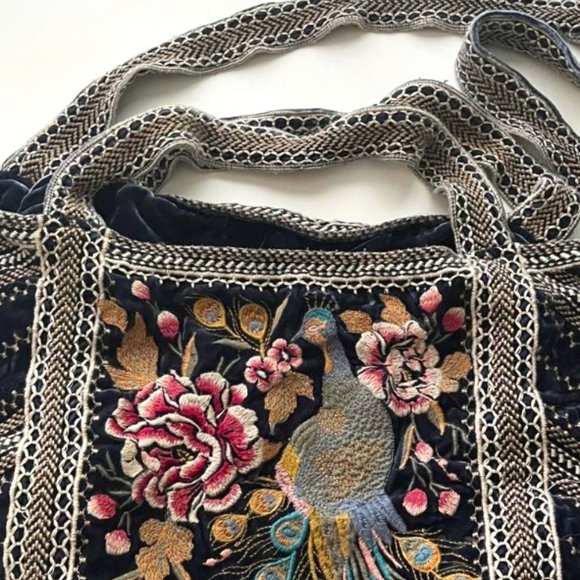 Johnny Was | Bags | Gorgeous Johnny Was Crossbody Velvet Peacock ...
